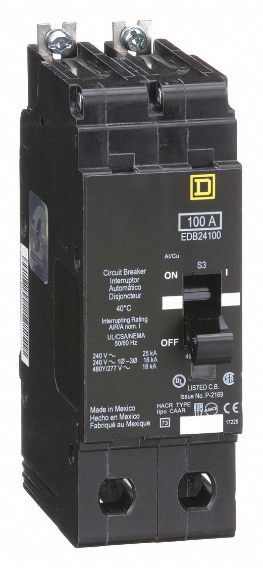 SQUARE D, 100 A, 277/480V AC, Miniature Circuit Breaker - 3TW34|EDB24100 - Grainger