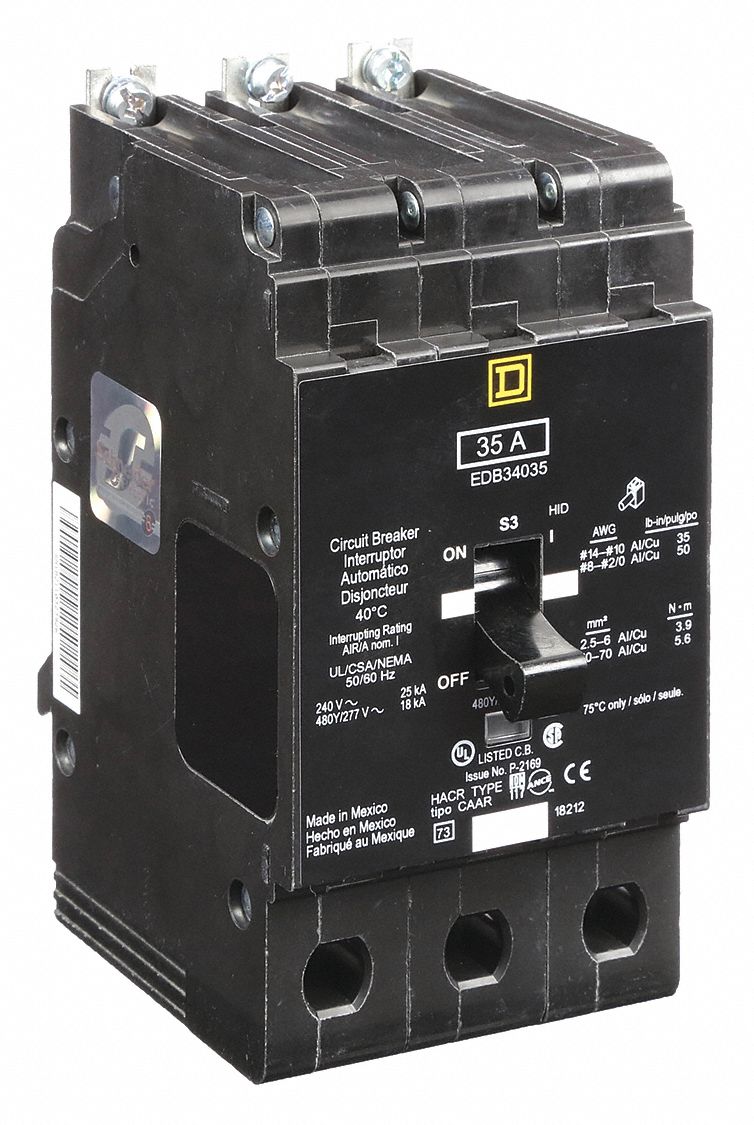 SQUARE D, 35 A, 277/480V AC, Miniature Circuit Breaker - 3TW41|EDB34035 ...