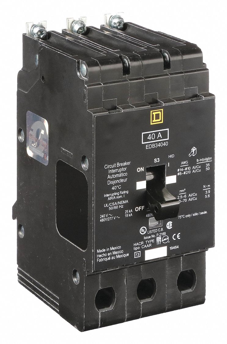 SQUARE D, 40 A, 277/480V AC, Miniature Circuit Breaker - 3TW42|EDB34040 - Grainger