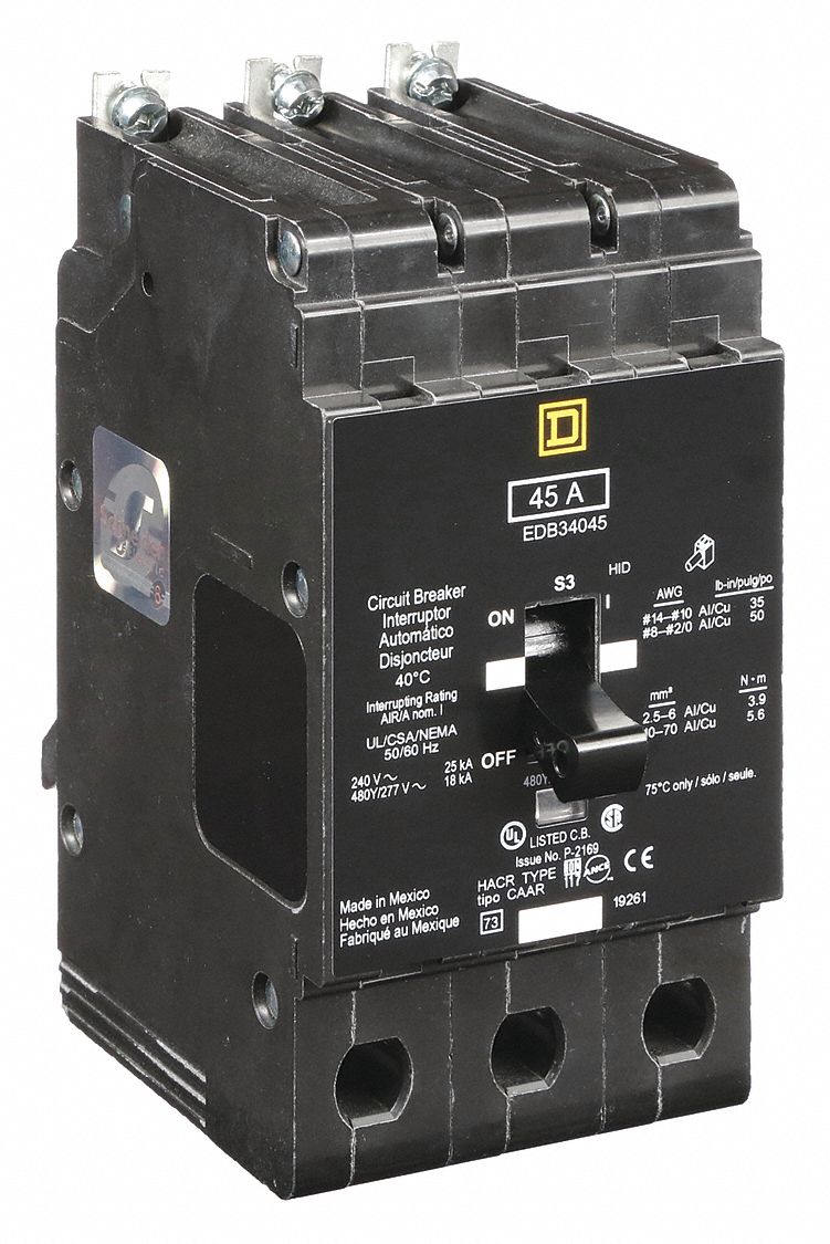 SQUARE D, 45 A, 277/480V AC, Miniature Circuit Breaker - 3TW43|EDB34045 - Grainger