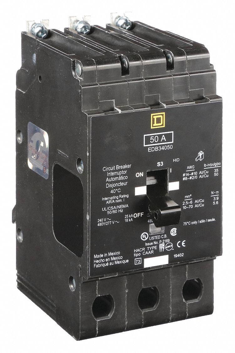 SQUARE D, 50 A, 277/480V AC, Miniature Circuit Breaker - 3TW44|EDB34050 - Grainger