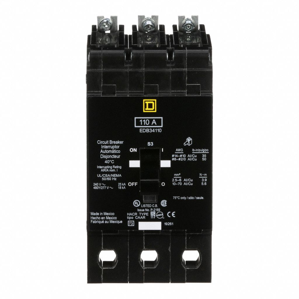SQUARE D, 110 A, 277/480V AC, Miniature Circuit Breaker - 3TW50|EDB34110 - Grainger