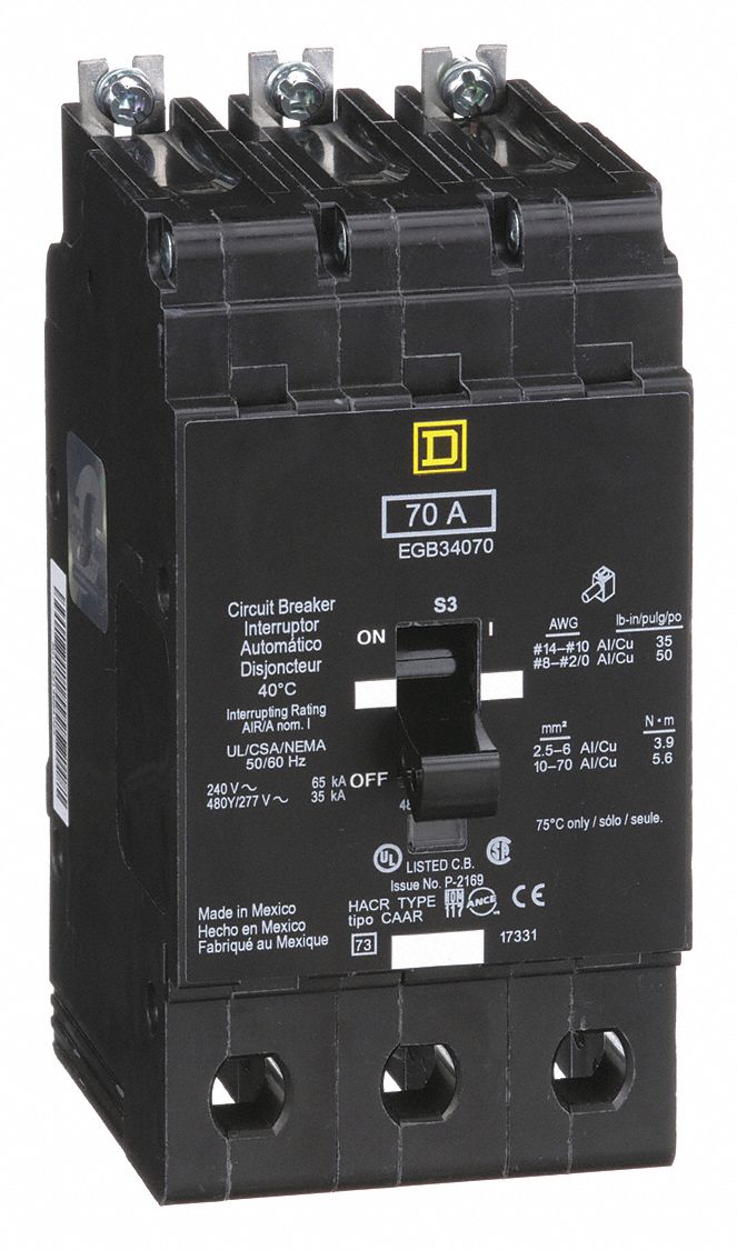SQUARE D, 70 A, 277/480V AC, Miniature Circuit Breaker - 3TW87|EGB34070 - Grainger