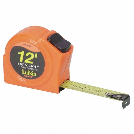 12 ft. Steel Measuring Tape, Orange - Grainger