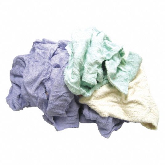 GRAINGER APPROVED Cloth Rag, Terry Cloth, Assorted, Varies, 25 lb ...