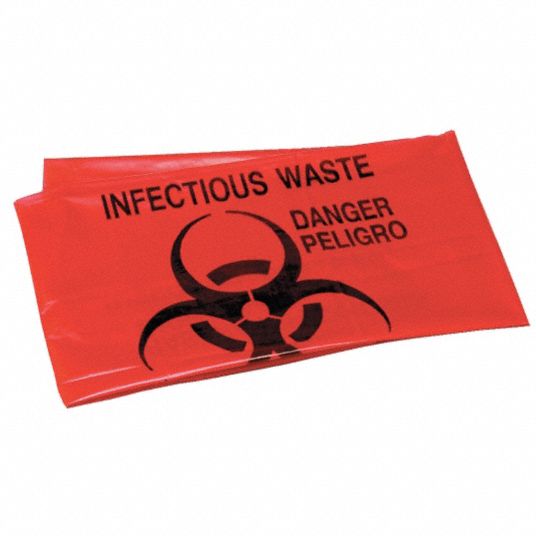 60 gal, LDPE, Red, Biohazard Symbol, PK 50 - Grainger