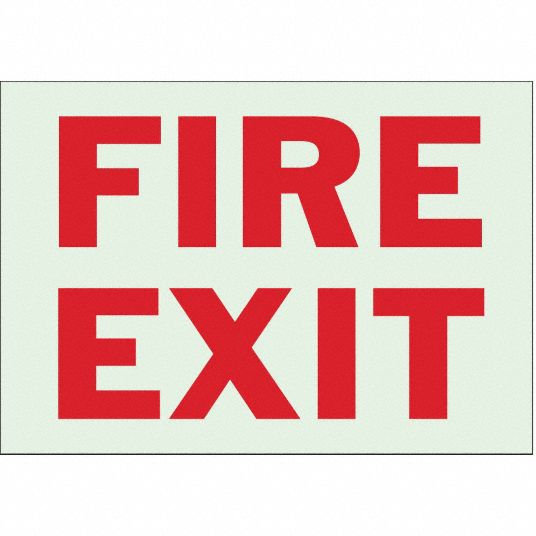 Plastic, Fire Exit Sign, 10" Width, 7" Height, Double-Sided No, With ...