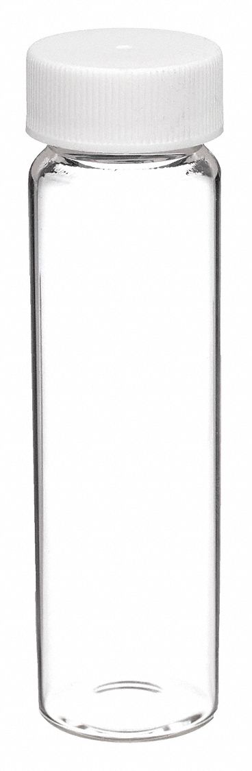 Borosilicate Glass, 40 mL Capacity - mL, Glass Vial with Cap - 3UCW3 ...
