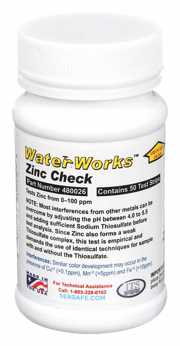 INDUSTRIAL TEST SYSTEMS, 0 to 100 ppm Zinc, Zinc, Test Strips - 3UCY5 ...