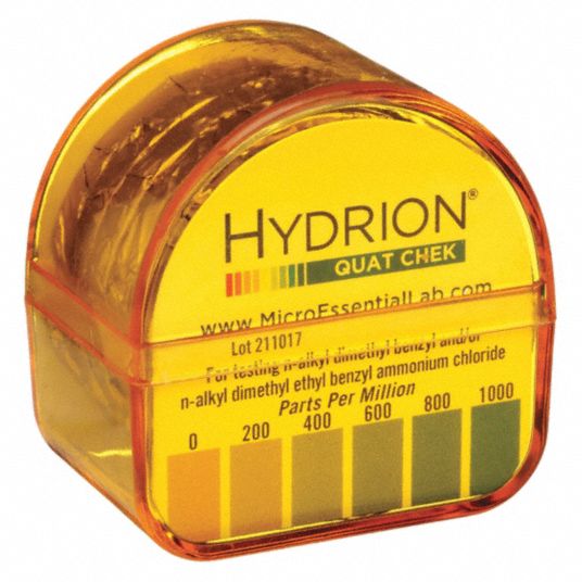 HYDRION, 0 to 1,000 ppm Quaternary Ammonium, 2,000 Tests, Test Paper ...
