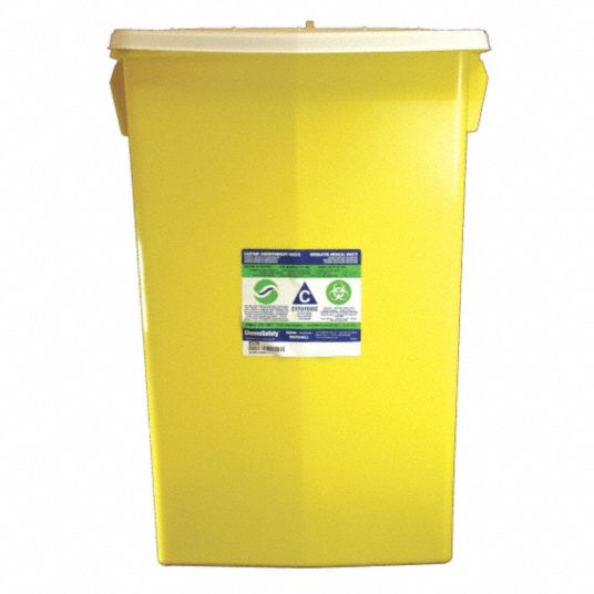 COVIDIEN Chemo Waste and Sharps Container: 18 gal Capacity, Yellow ...