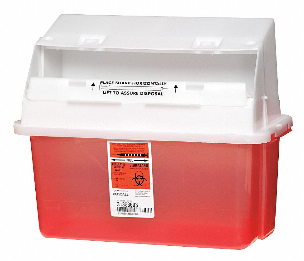 COVIDIEN Sharps Gatorguard Container: 1.25 gal Capacity, Red, Auto Drop ...