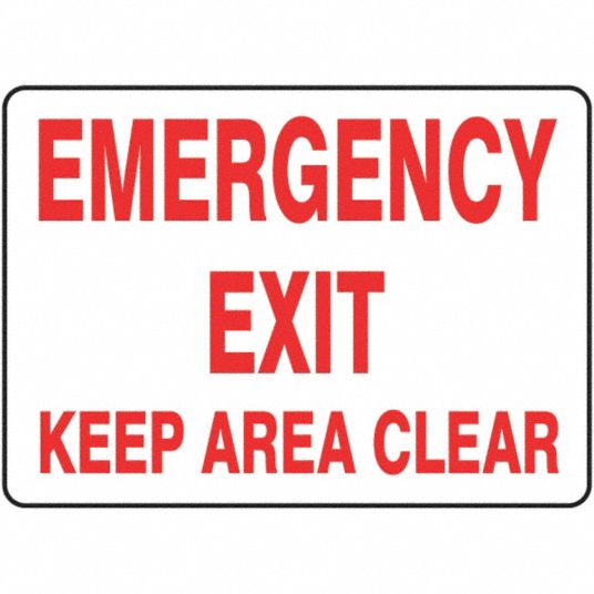 Aluminum, Emergency Exit Sign, 14" Width, 10" Height, Double-Sided No ...