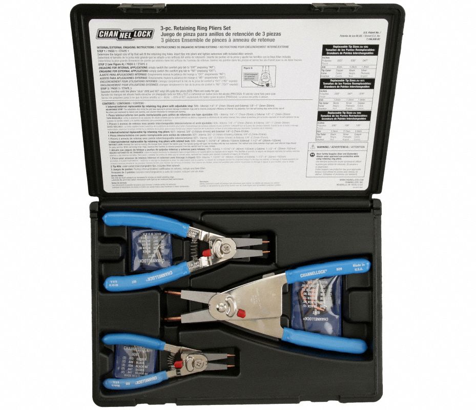 CHANNELLOCK Juego de Pinzas para Anillos de Retención 3 pinzas Acero ...