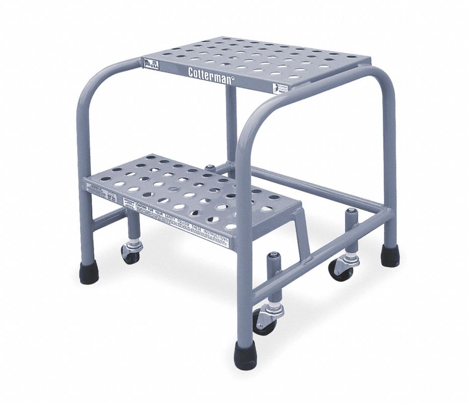 COTTERMAN Escalera Rodante, Gris, 2, 20", Acero - Bancos Escalera ...