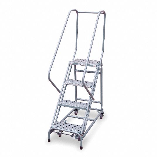 COTTERMAN 4-Step Rolling Ladder, Perforated Step Tread, 70 in Overall ...