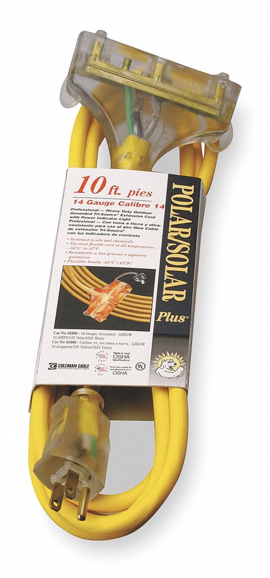 Triple Connector Extension Cord, 15 - Grainger