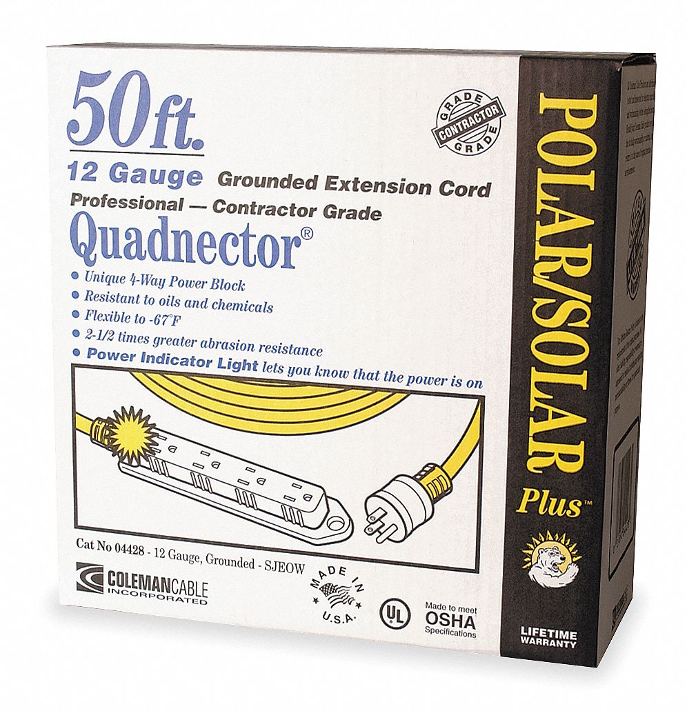 Quad Connector Extension Cord, 15 - Grainger