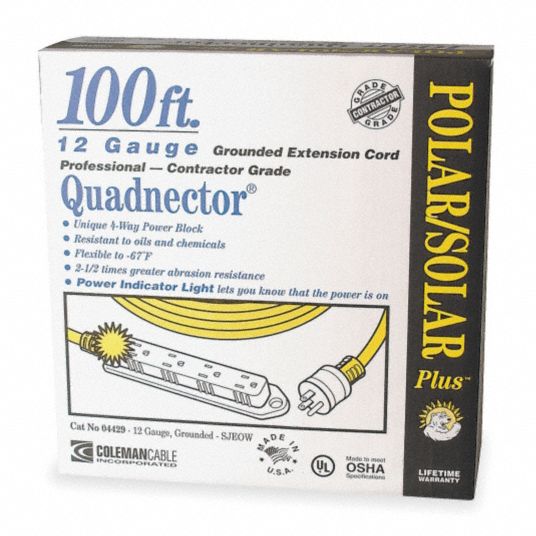 Quad Connector Extension Cord, 15 - Grainger