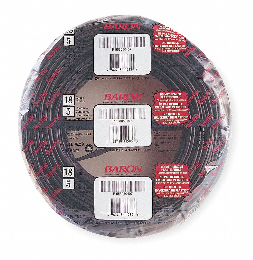 Thermostat Wire, Number of Conductors 4, 20 AWG, Nonplenum, Brown ...