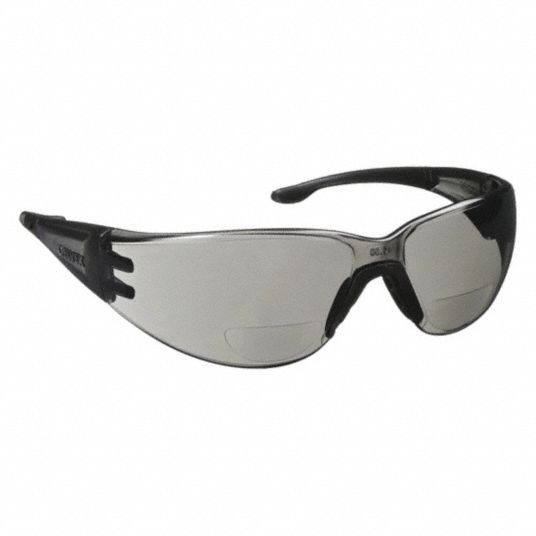 ELVEX, Gray Lens Color, Wraparound Frame, Bifocal Safety Reading ...