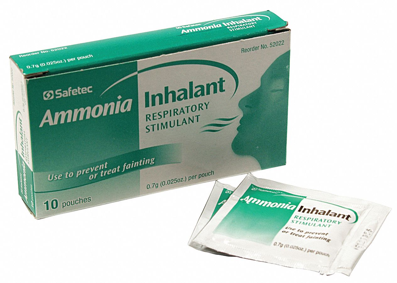 Ammonia Inhalants, Wipes, Box, Wrapped Packets, 0.7g, PK 10 - Grainger