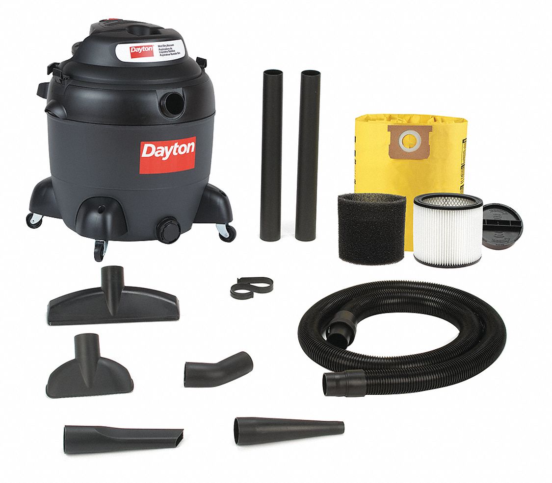 DAYTON, 18 gal Tank Size, Plastic, Detachable Blower Shop Vacuum ...
