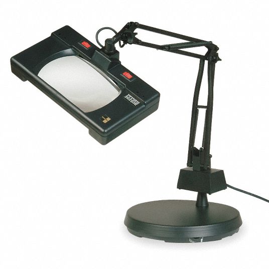 Wide Angle Magnifier Light, 1.85x, Black - Grainger