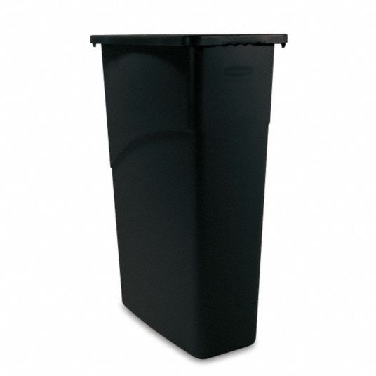 RUBBERMAID COMMERCIAL PRODUCTS, Rectangular, Black, Trash Can - 3VPG6 ...