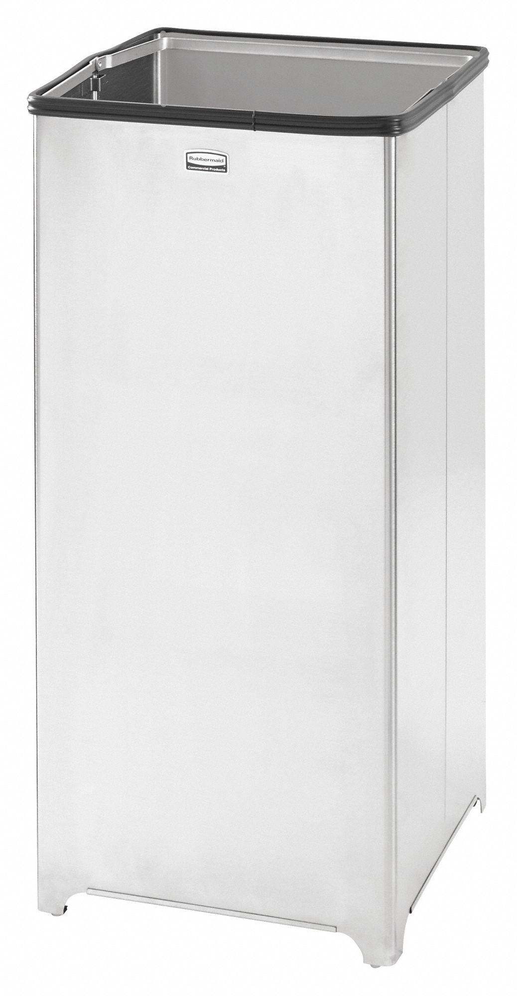 Trash Can, 24 gal, Stationary, Square, Metal, Silver - Grainger