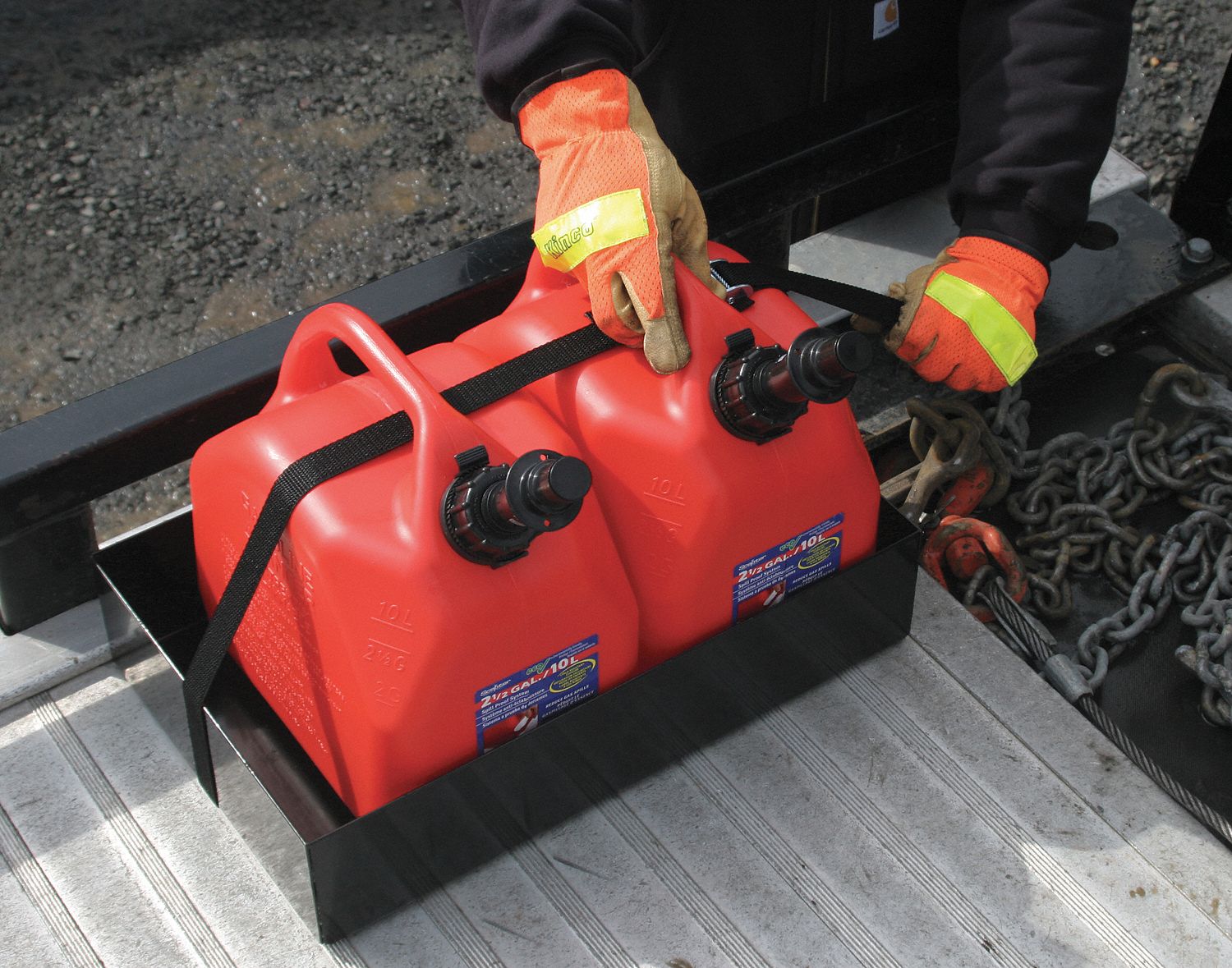 BUYERS PRODUCTS Gas Can Rack: Black, Steel, 18 1/2 in Lg, 11 3/4 in Wd ...