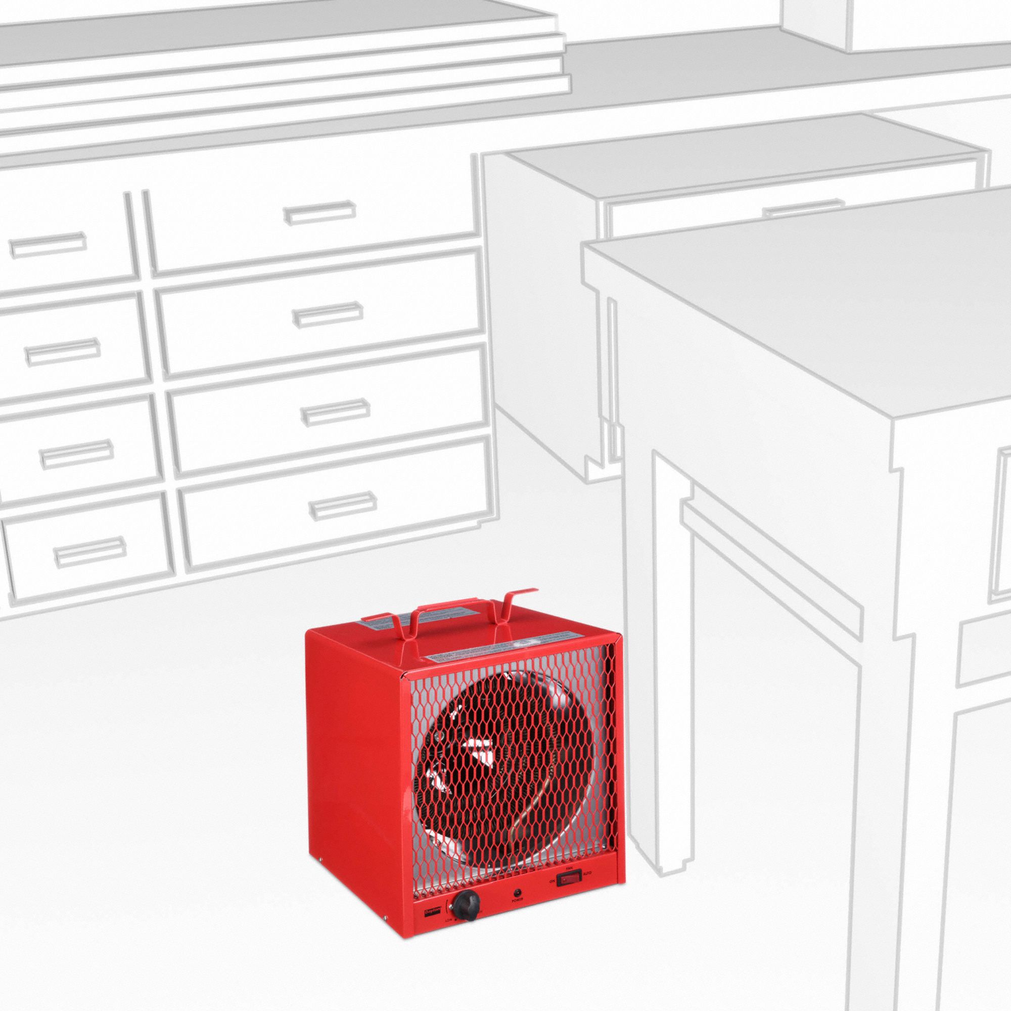 DAYTON Portable Electric Jobsite & Garage Heater, 4.2kW/5.6kW, 208/240V ...