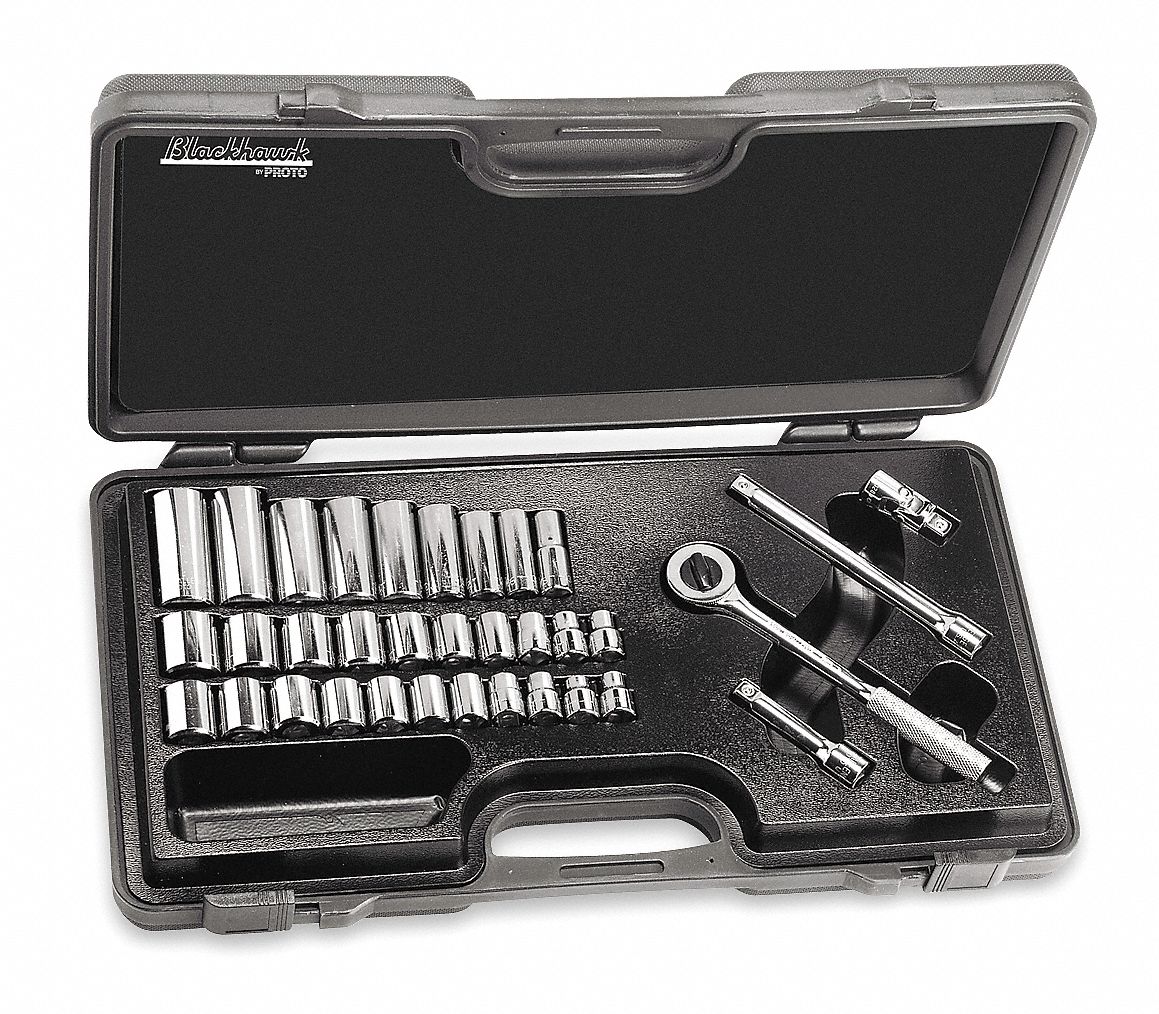 Socket Set, Square, Drive Size 3/8 in - Grainger