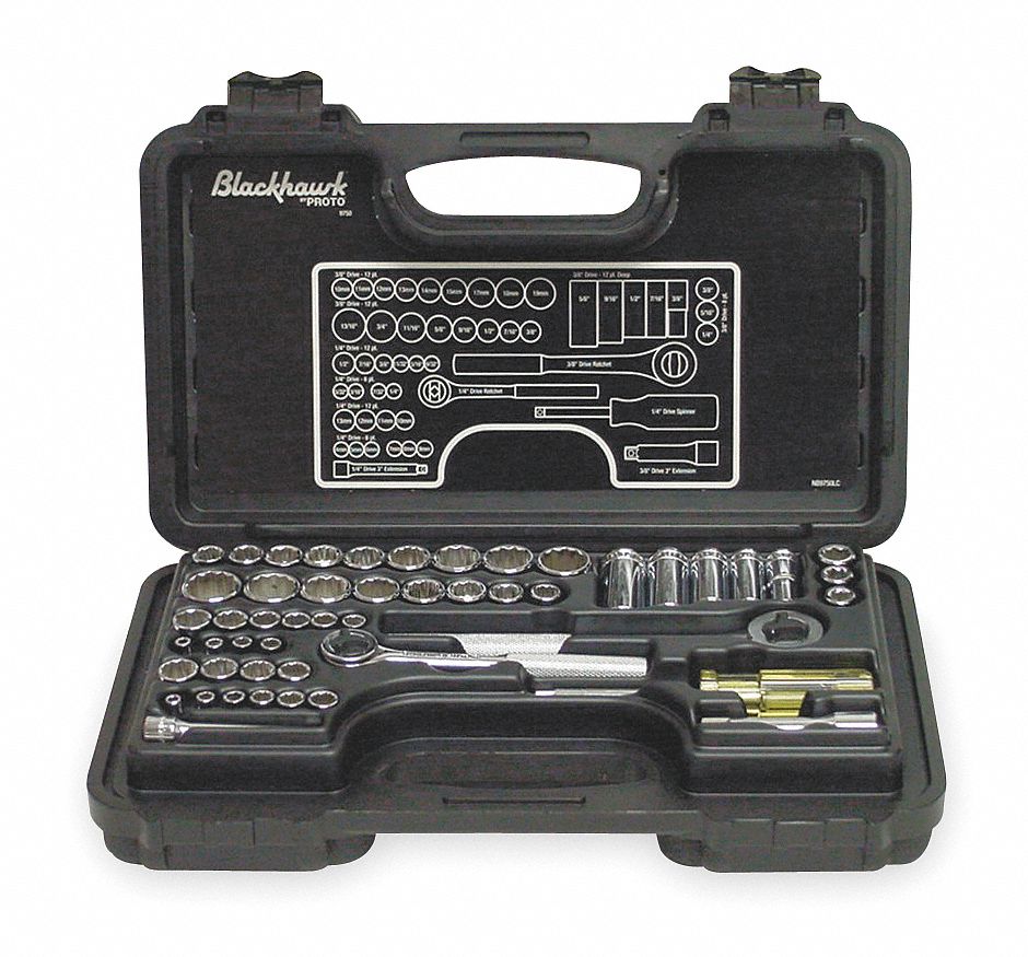 Socket Set, Drive Size 3/8 in, 1/4 in - Grainger