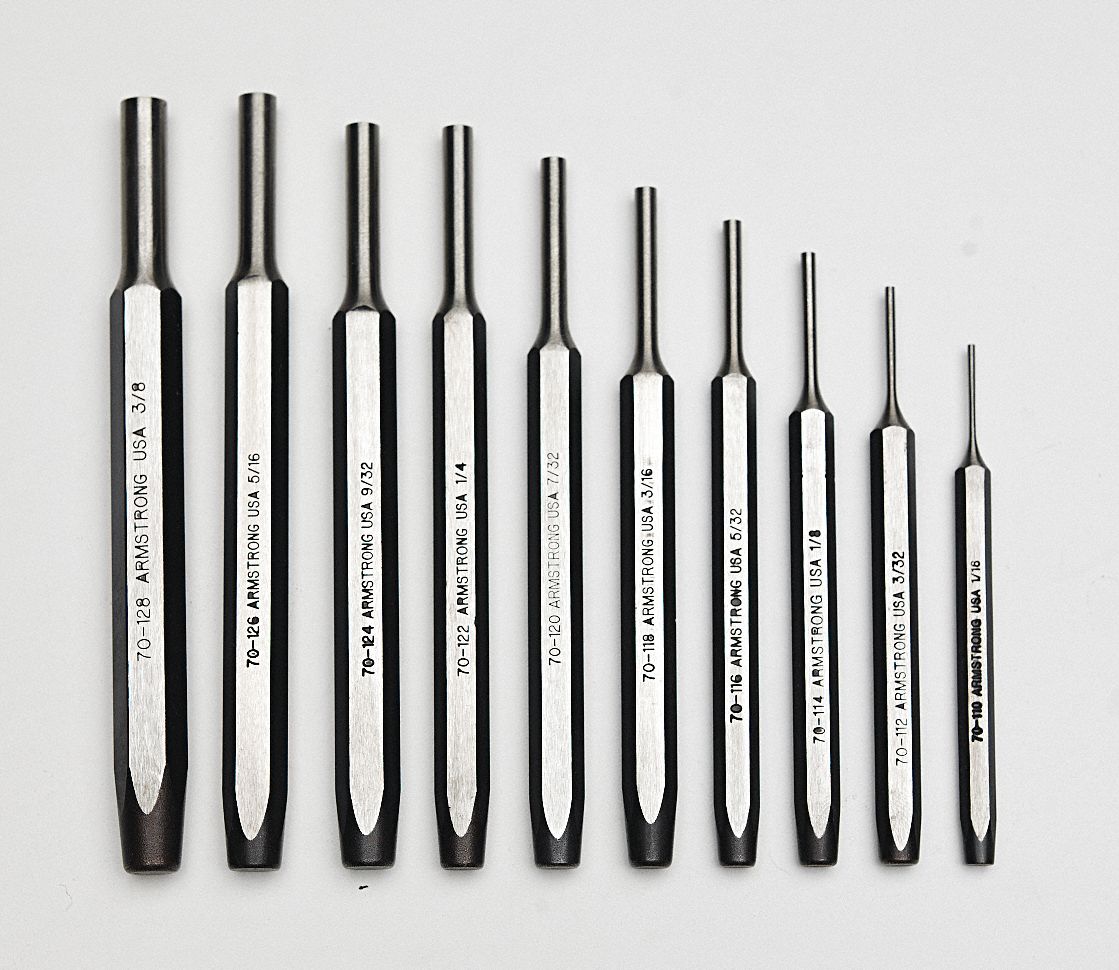 ARMSTRONG Carbon Tool Steel Drive Pin Punch Set; Number of Pieces: 10 ...