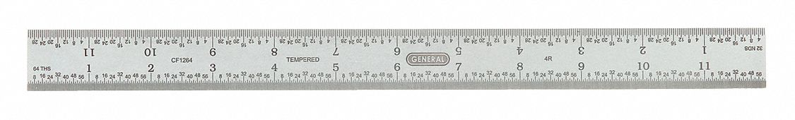 GENERAL TOOLS, CF1264, 12 in, Steel Rule - 3VZK3|CF1264 - Grainger