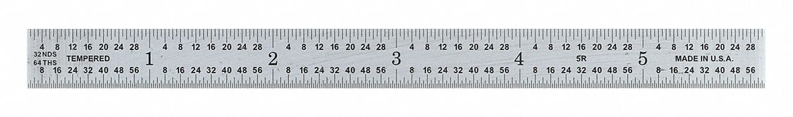 GENERAL, 5R, 100ths/10ths/32nds/64ths, Steel Rule - 3VZK7|CF645 - Grainger