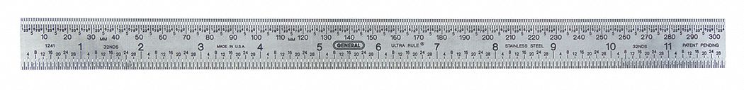 Flexible Steel Rule,12x7/8 In,SAE/Metric - Grainger