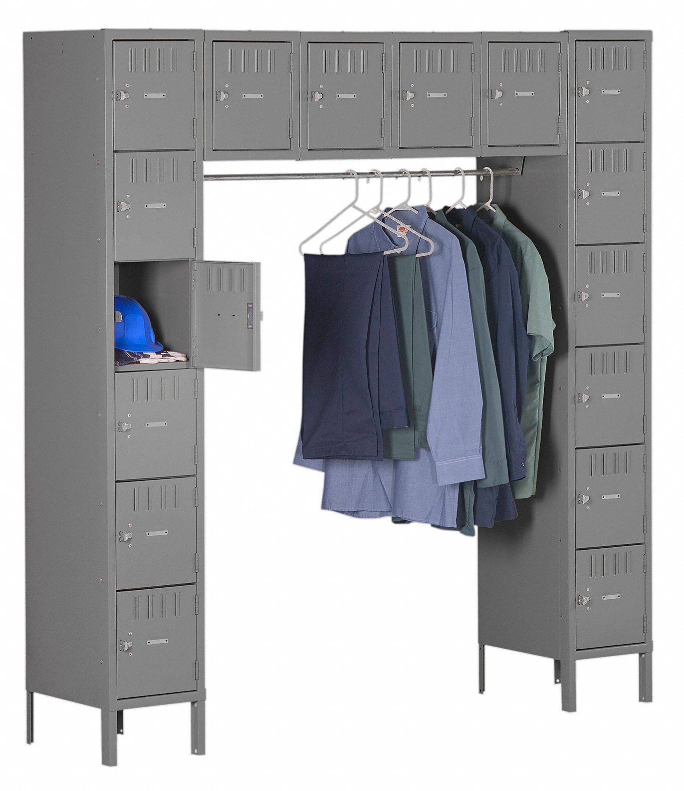 TENNSCO Box Locker Unit with Coat Rod: 72 in x 18 in x 78 in, 6 Tiers ...