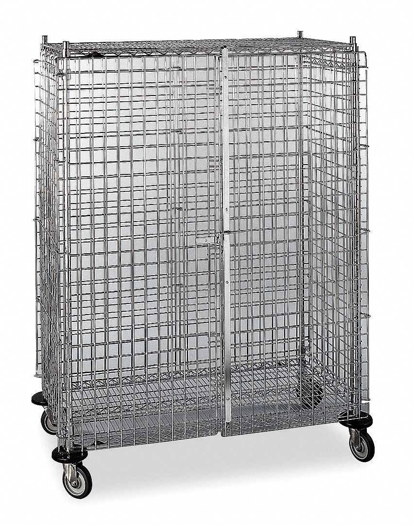 METRO, 900 lb Load Capacity, 48 inx24 in, Wire Security Cart with Fixed ...