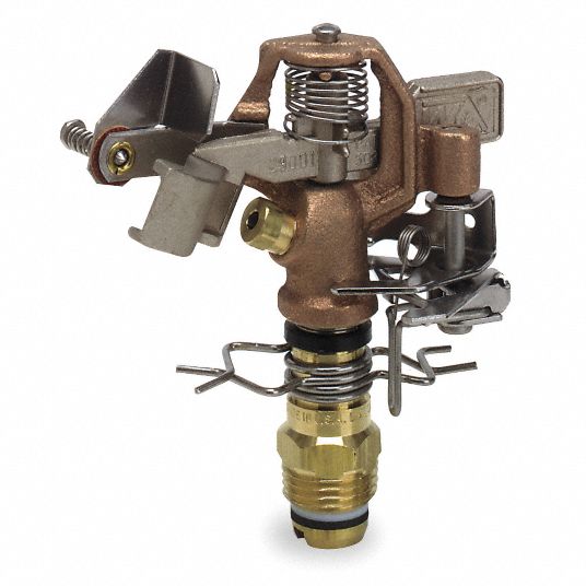 Brass Impact Sprinkler Head, 3/4" MNPT Connection, Full Circle, 20° to ...