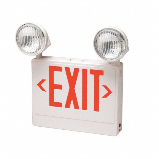 BIG BEAM Exit Sign with Emergency Lights: White, 1 or 2 Faces, Red, LED ...