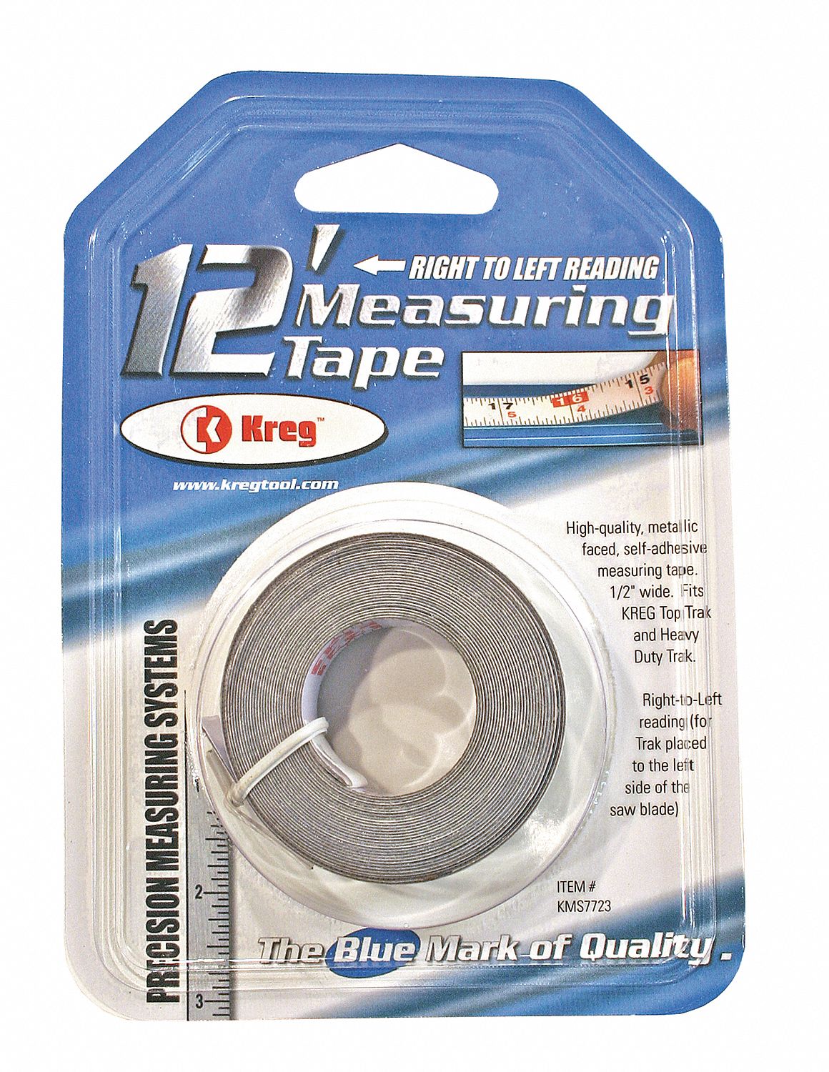 12 ft. Steel SAE Adhesive Backed Tape Measure, Clear - Grainger
