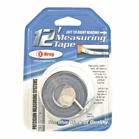 12 ft. Steel SAE Adhesive Backed Tape Measure, Clear - Grainger