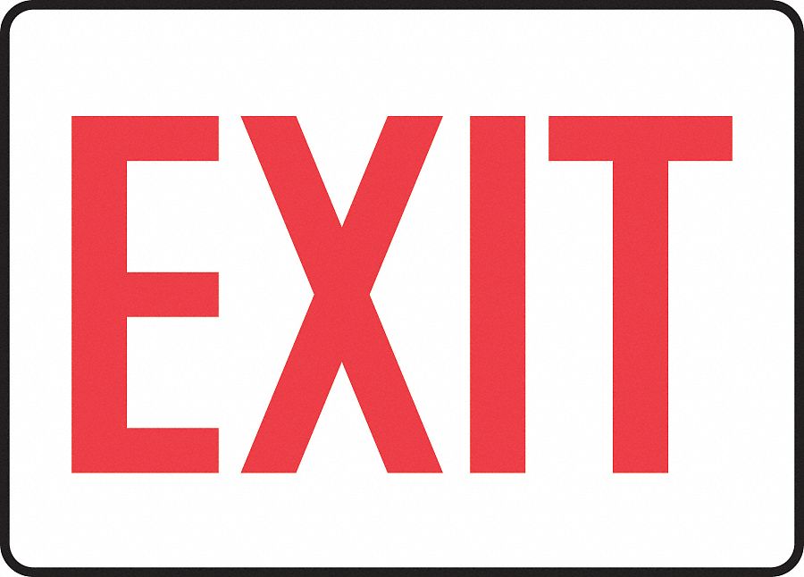 Vinyl, Exit Sign, 10" Width, 7" Height, Double-Sided No, Adhesive ...