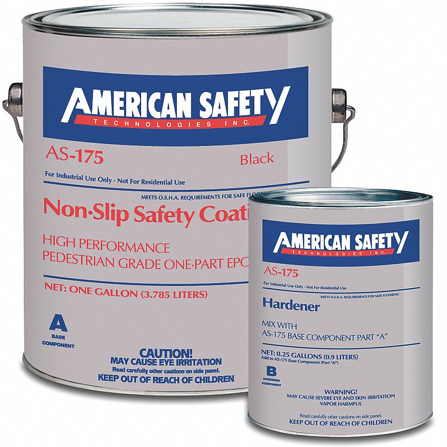 Anti-Slip Floor Coating, Color Black, Dry Time 72 hr - Grainger