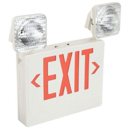 White, 2 Faces, Exit Sign with Emergency Lights - 3WAX8|2EXKL2RWWU-3HRS ...
