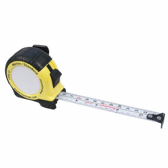 12 ft. Steel SAE/Metric Tape Measure, Black/Yellow - Grainger