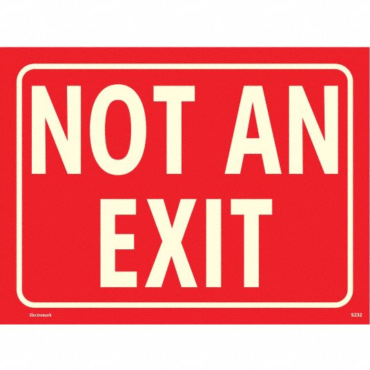 Polyester, Exit Sign, 12" Width, 9" Height, Adhesive Surface, Exit ...