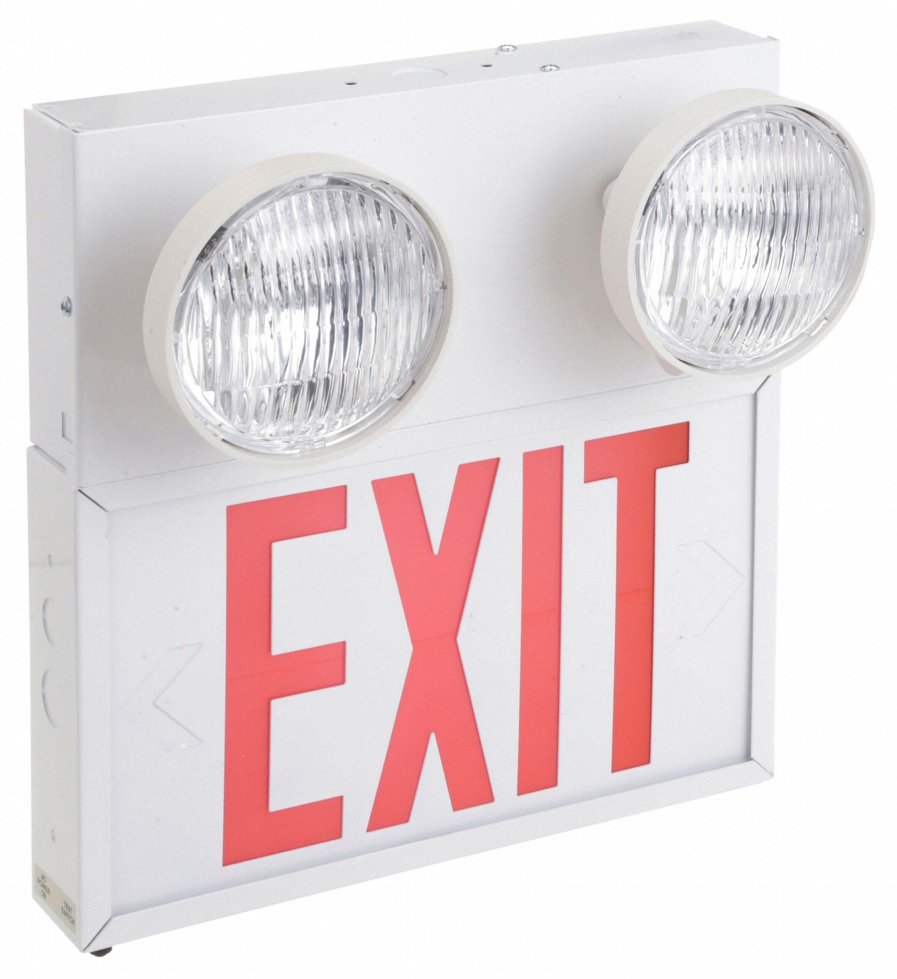 White, 1 Faces, Exit Sign with Emergency Lights - 3WCX8|2COM1RWW-PH ...